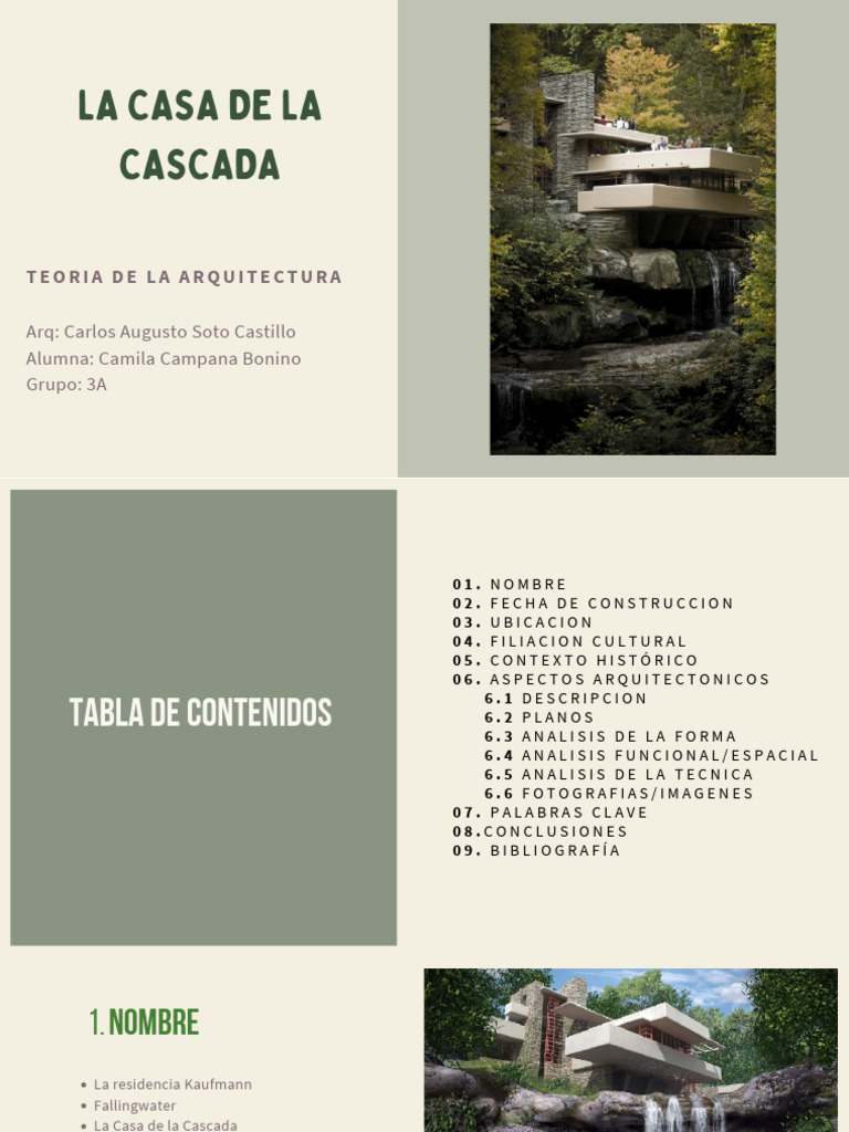 Arquitectura de la Casa de la Cascada | PDF | Diseño