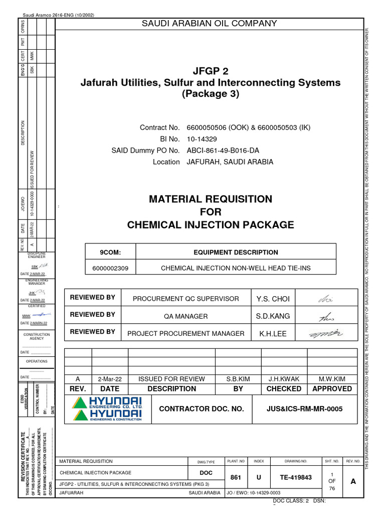 Chemical Injection Package Guide | PDF | Specification (Technical Standard) | Systems Engineering