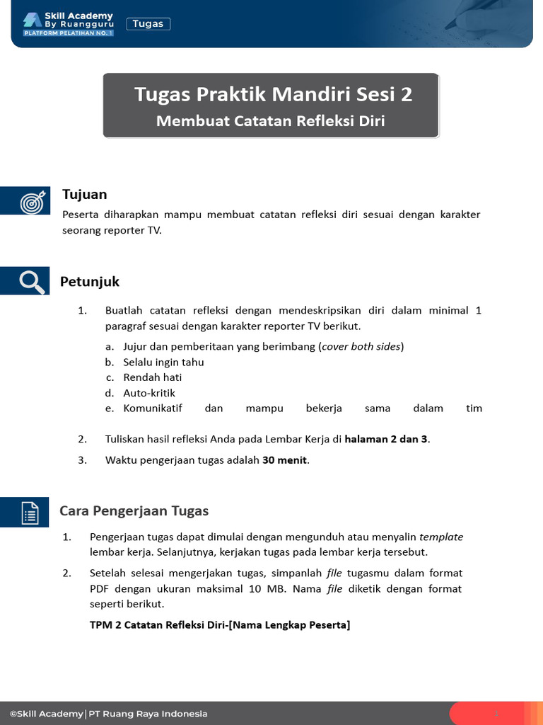 Tugas Praktik Mandiri Sesi 2: Membuat Catatan Refleksi Diri | PDF