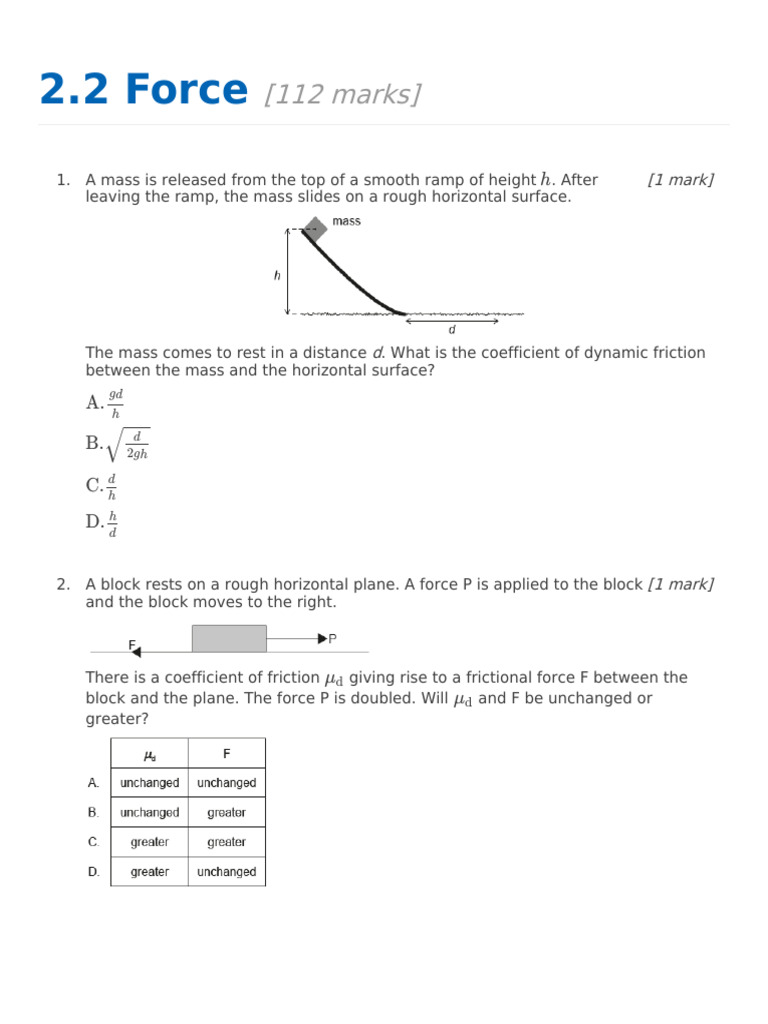 2.2 Force | PDF | Force | Friction