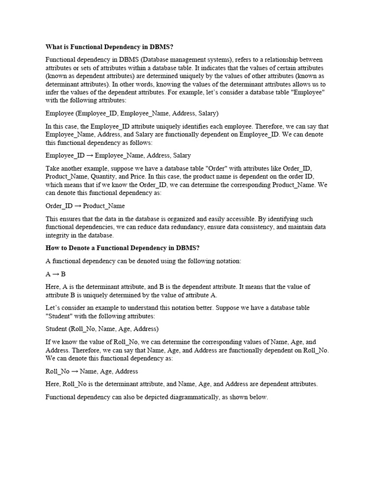 Understanding Functional Dependency in DBMS | PDF | Databases ...