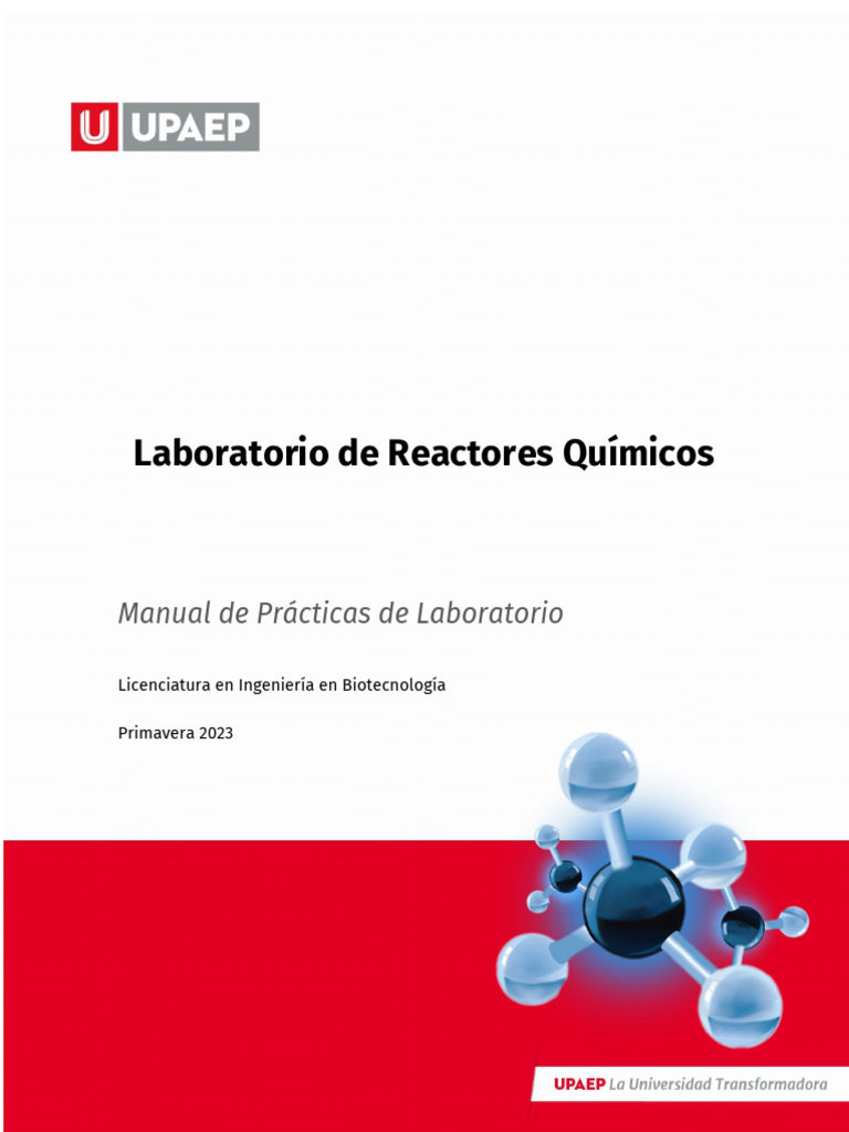 Manual de Laboratorio Reactores Químicos | PDF | Equilibrio químico | Laboratorios
