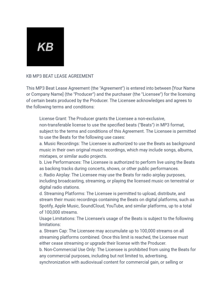 KB MP3 Beat Lease Agreement | PDF