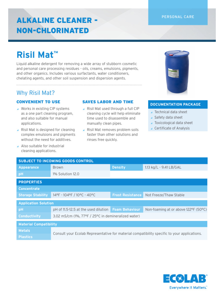 RisilMat ProductOverview NA PDF | PDF | Emulsion | Ph