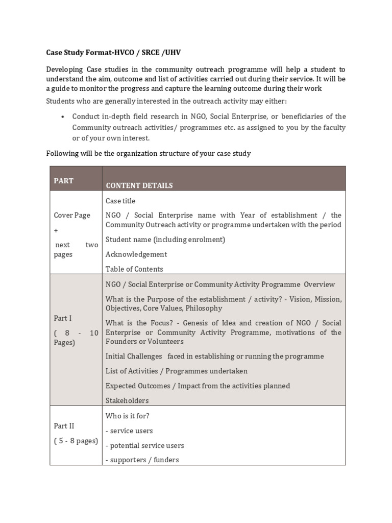 Case Study Format Hvco Srce Uhv | PDF | Non Governmental Organization ...
