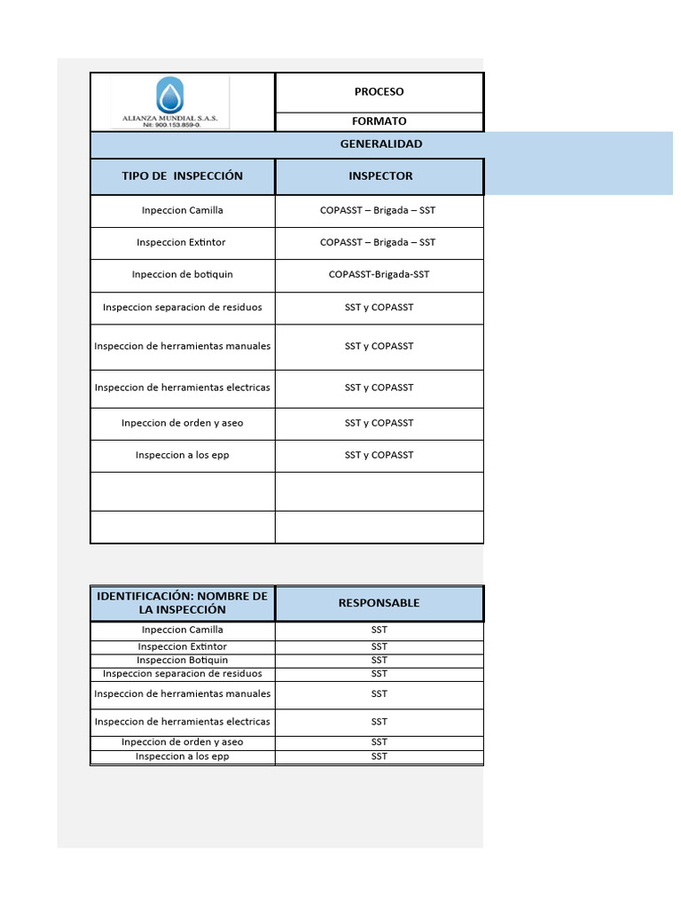 FO-SST-11 CRONOGRAMA DE INSPECCIONES | PDF