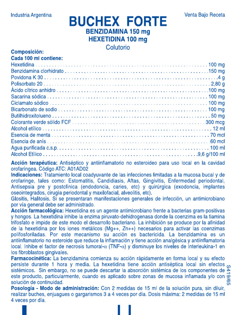 Buchex Forte s419 41 Prospecto PRW | PDF