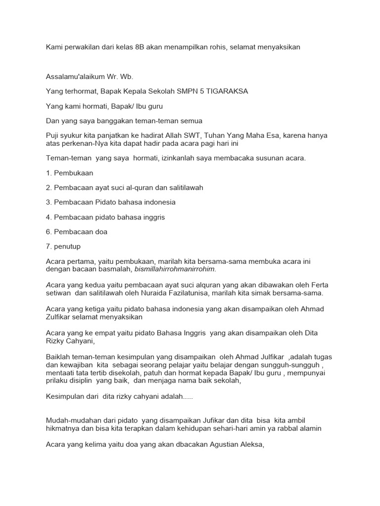 Teks MC | PDF | Kajian Bahasa Asing