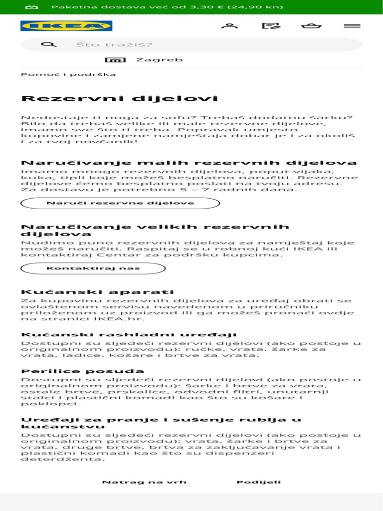 Rezervni Dijelovi - IKEA | PDF