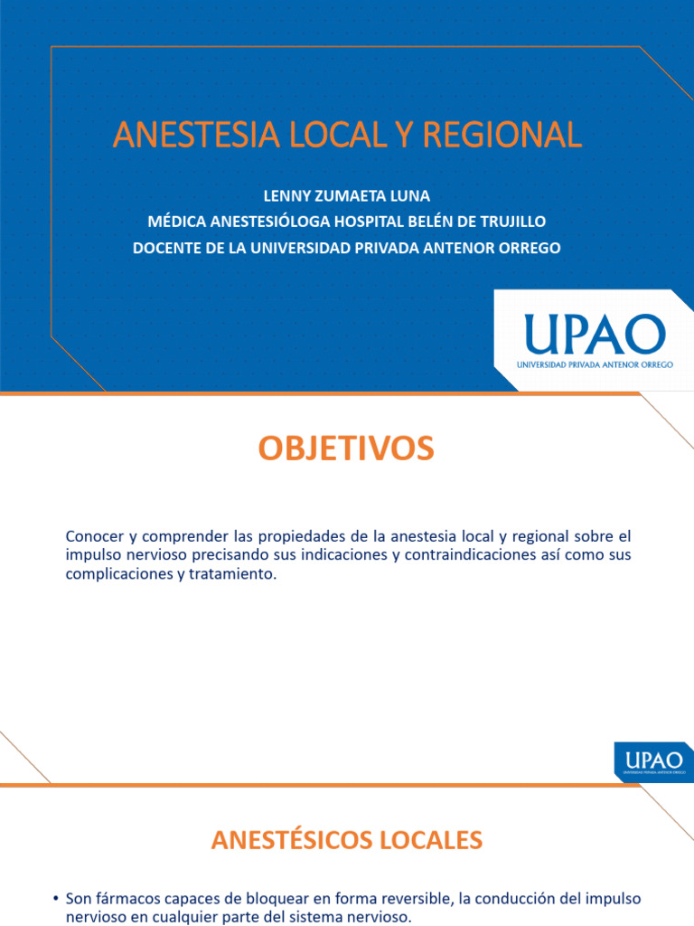 U6 PTT Anestesia Local y Regional | PDF