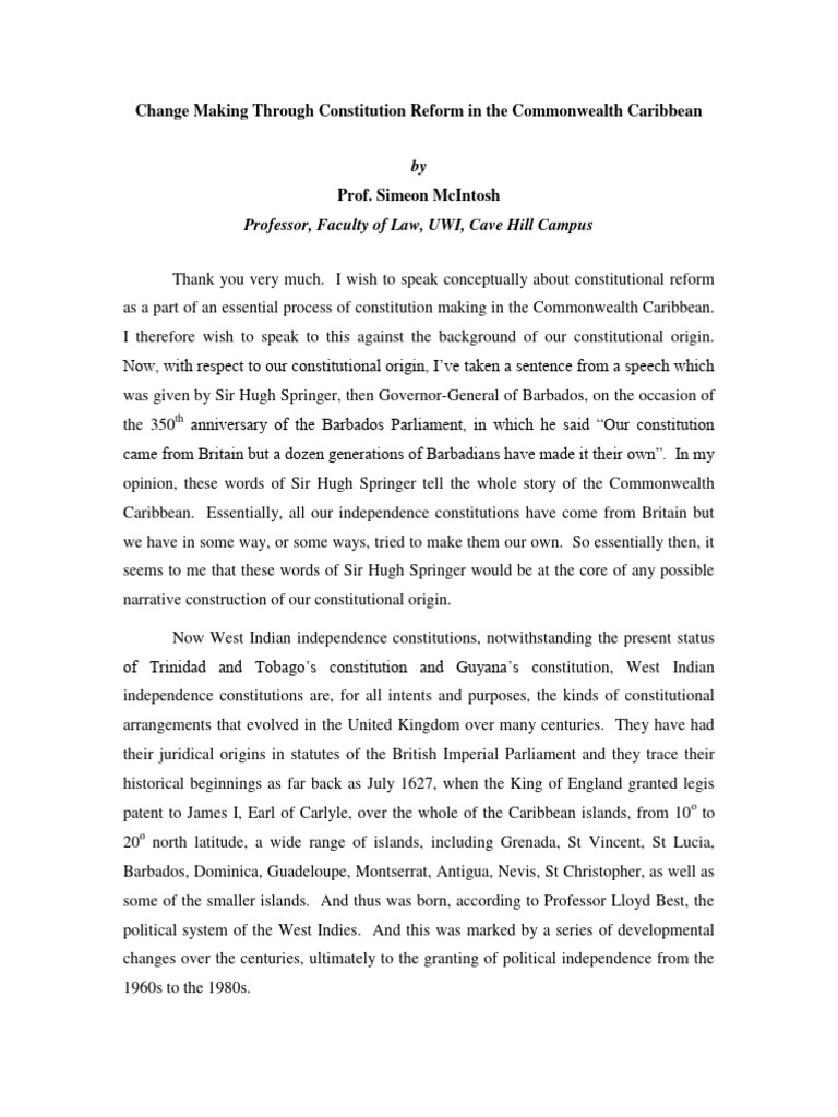 Constitutional Reform in the Caribbean | PDF | British Empire ...