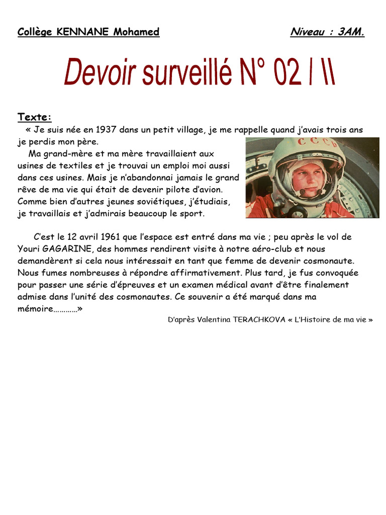Devoir Surveillé (3AM) Autobiographie | PDF