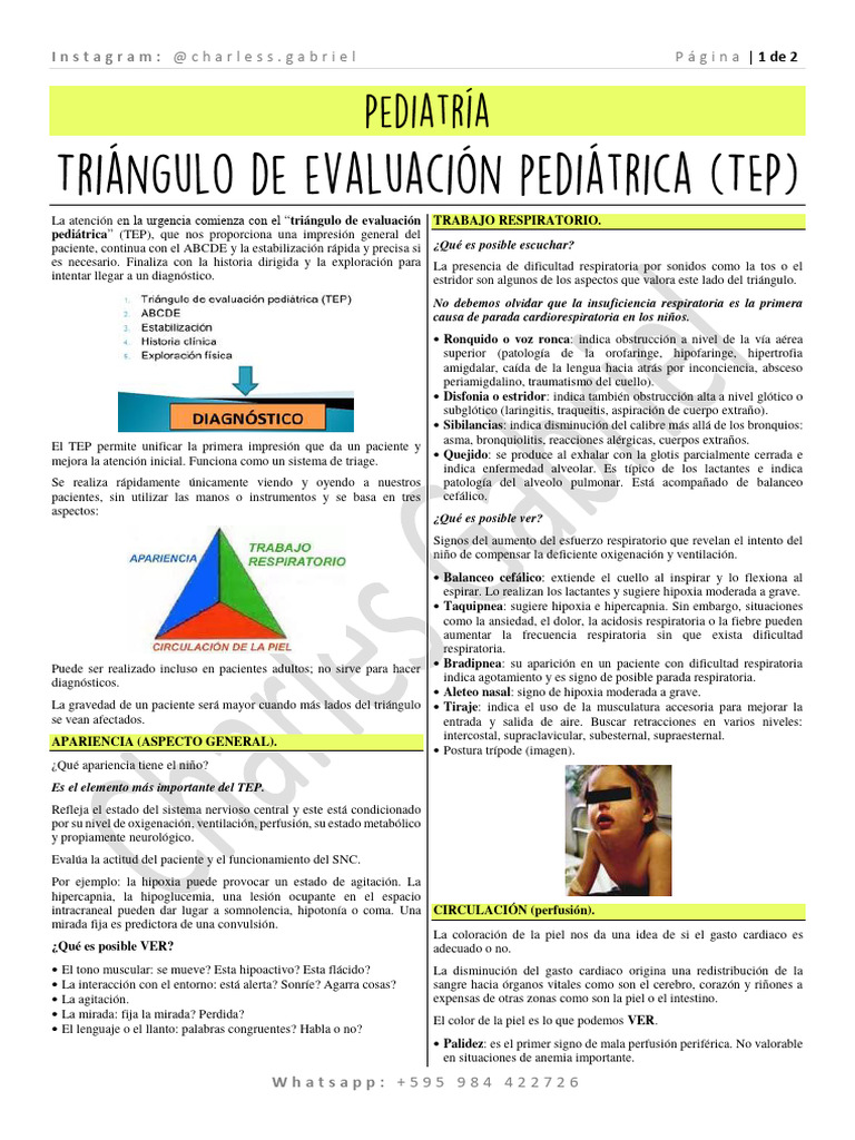 1- Triángulo de Evaluación Pediátrica (TEP) | PDF | Hipoxia (médica) | Tos
