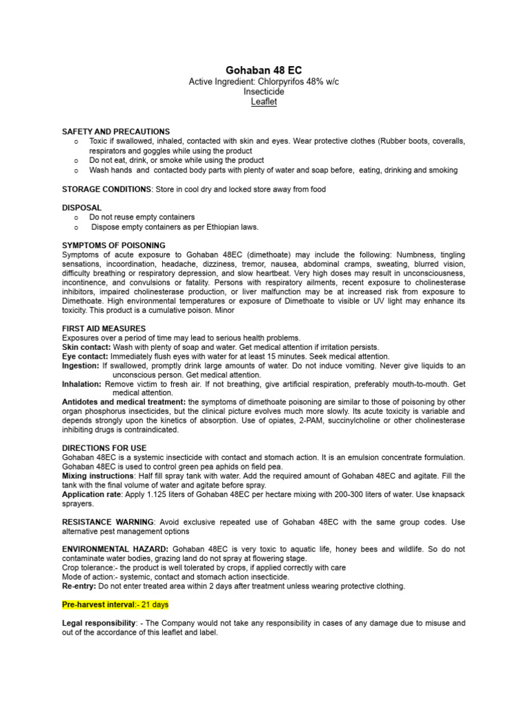 Odimeto 40EC - Leaflet 2 | Download Free PDF | Hypothermia | Insecticide