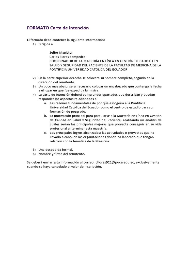 Formato Carta de Intencion | PDF
