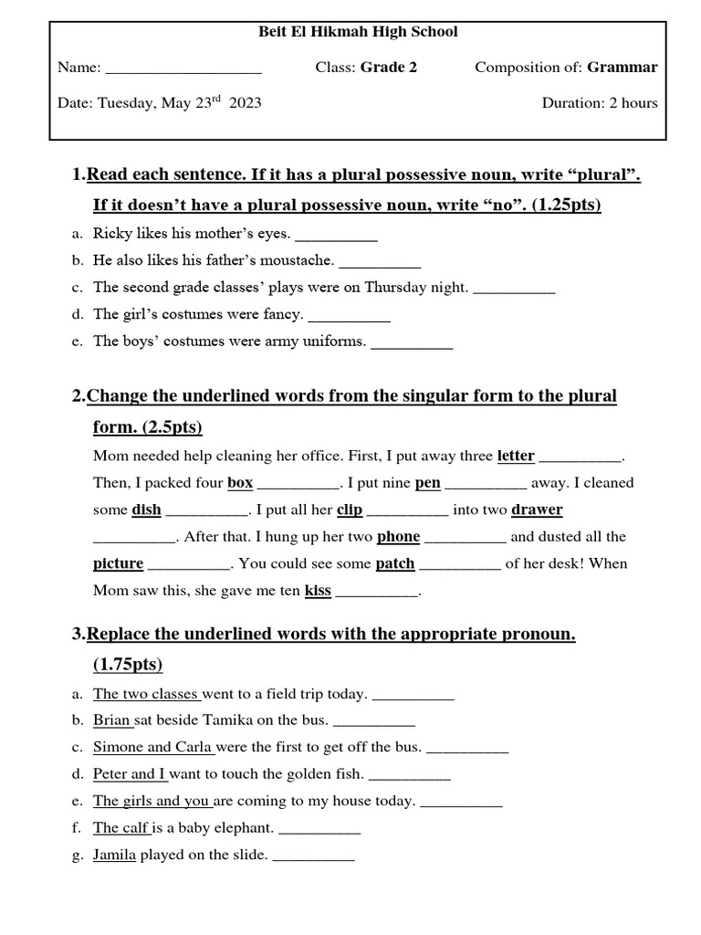 Final Grammar Grade 2 | PDF