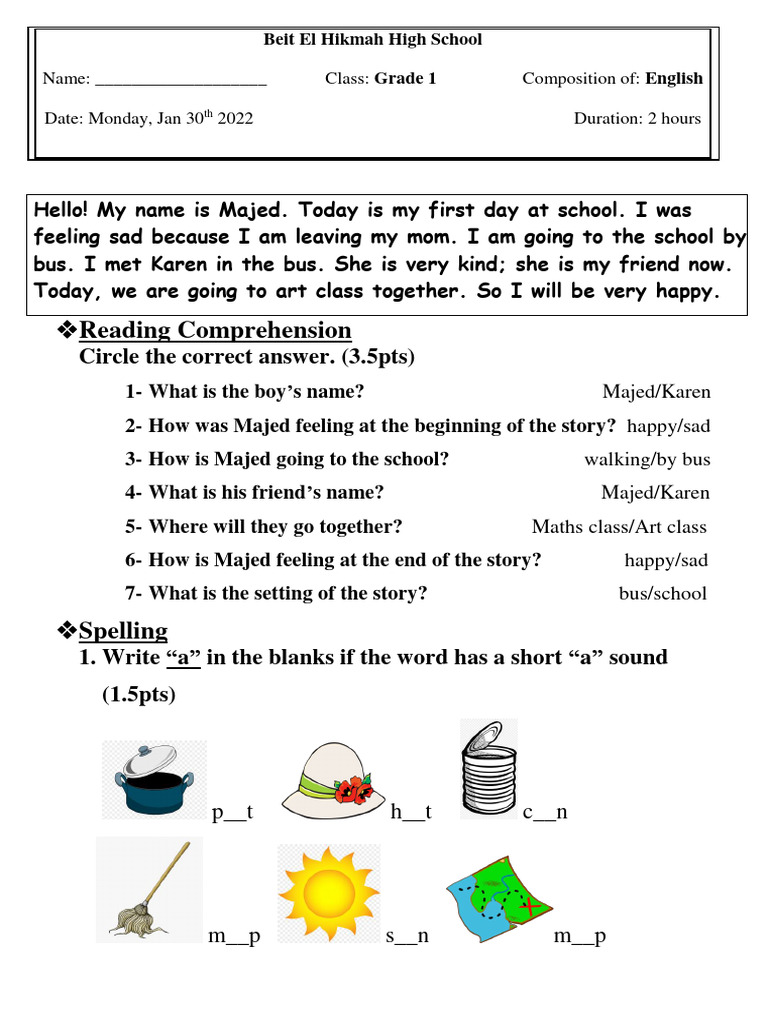 Grade 1 Exam 2 | PDF | Language Families | Syntax