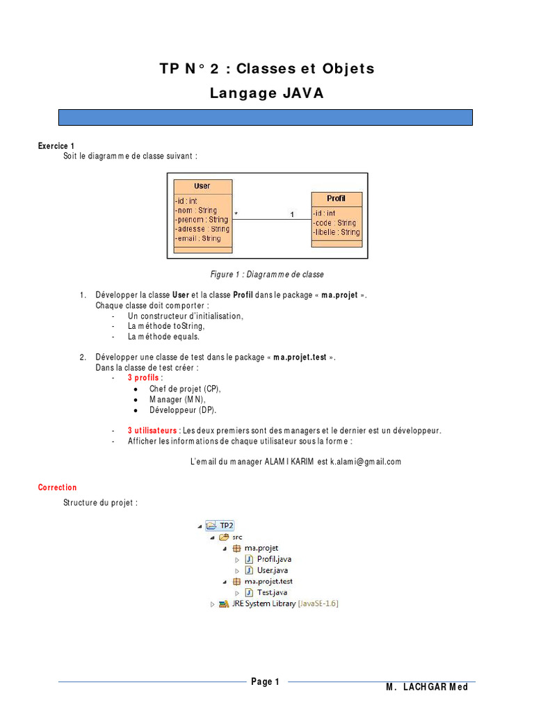 Classes et Objets en Java : TP 2 | PDF | Informatique | Programmation ...