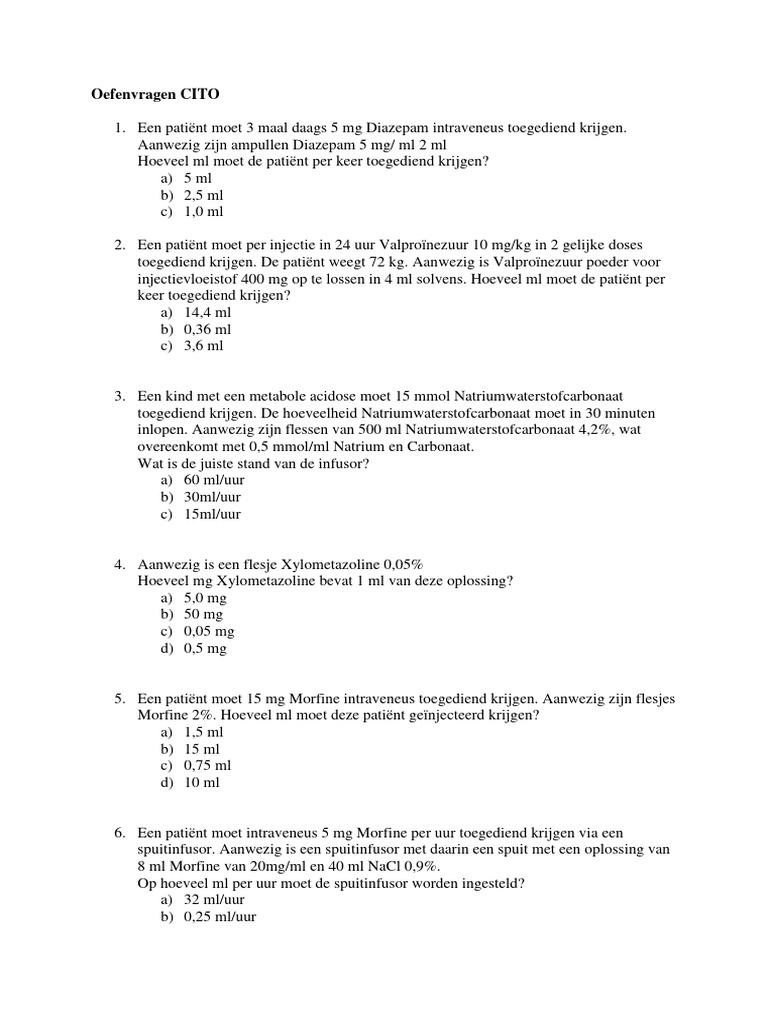 Rekentoets Oefenvragen Cito | PDF