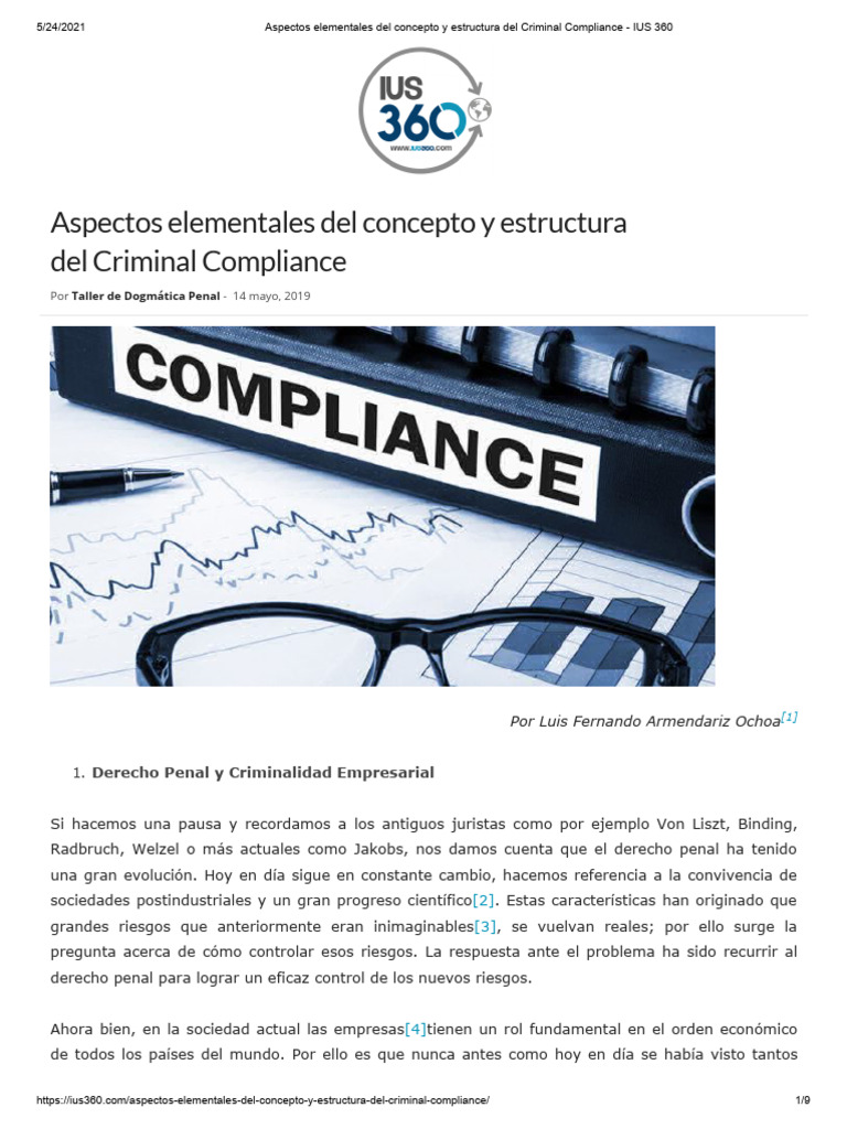 Aspectos Elementales Del Concepto y Estructura Del Criminal Compliance | PDF
