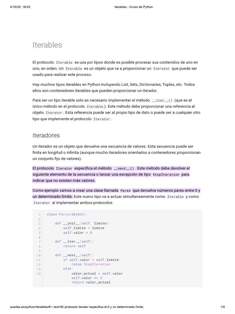 Python Iteradores y Generadores | PDF | Python (lenguaje de programación) | Paradigmas de ...