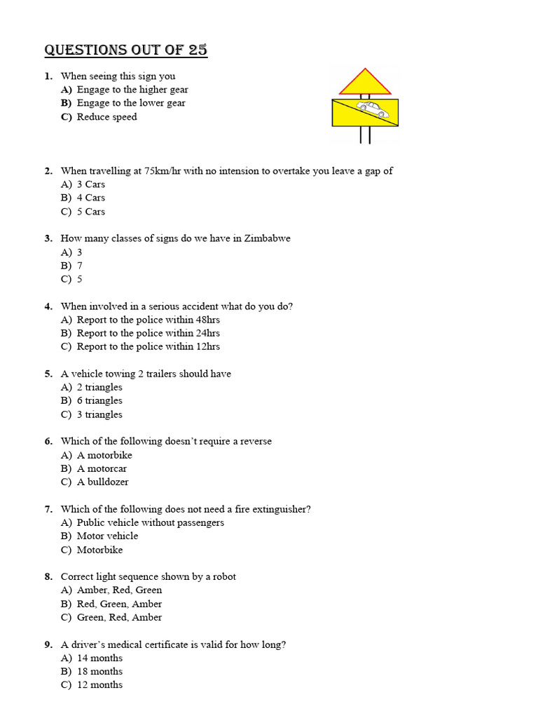 Driving Questions | PDF | Headlamp | Car