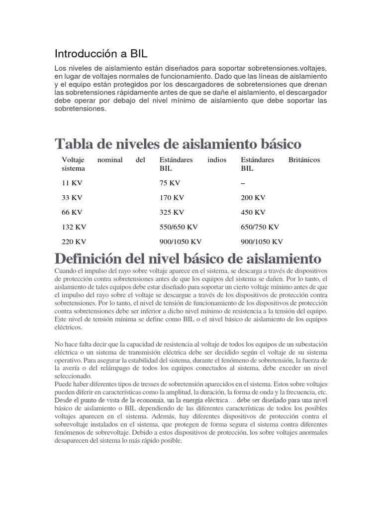 Introducción a BIL iv | PDF | Aislador (Electricidad) | Relámpago