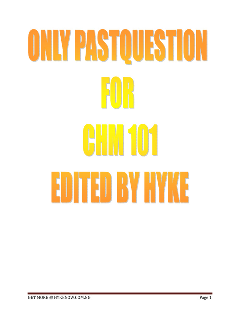 CHM 101 - Past Questions and Answers | PDF