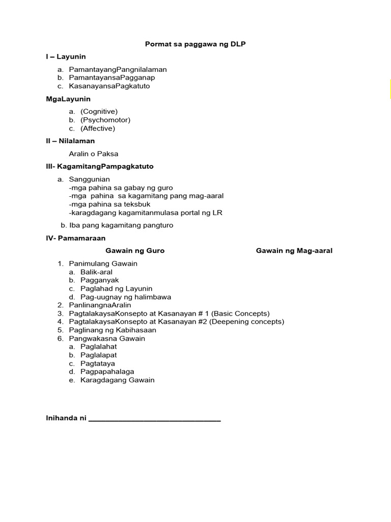 DLP Format Tagalog | PDF