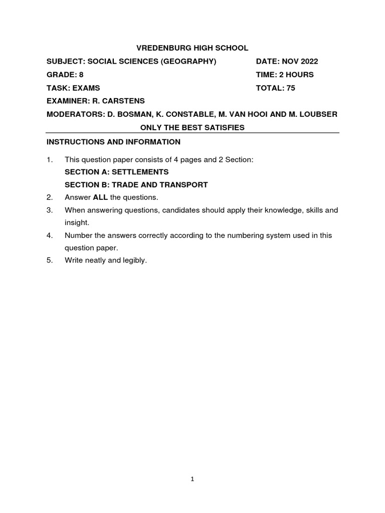 Term 4 Geo Test | PDF | Transport | Aerial Photography