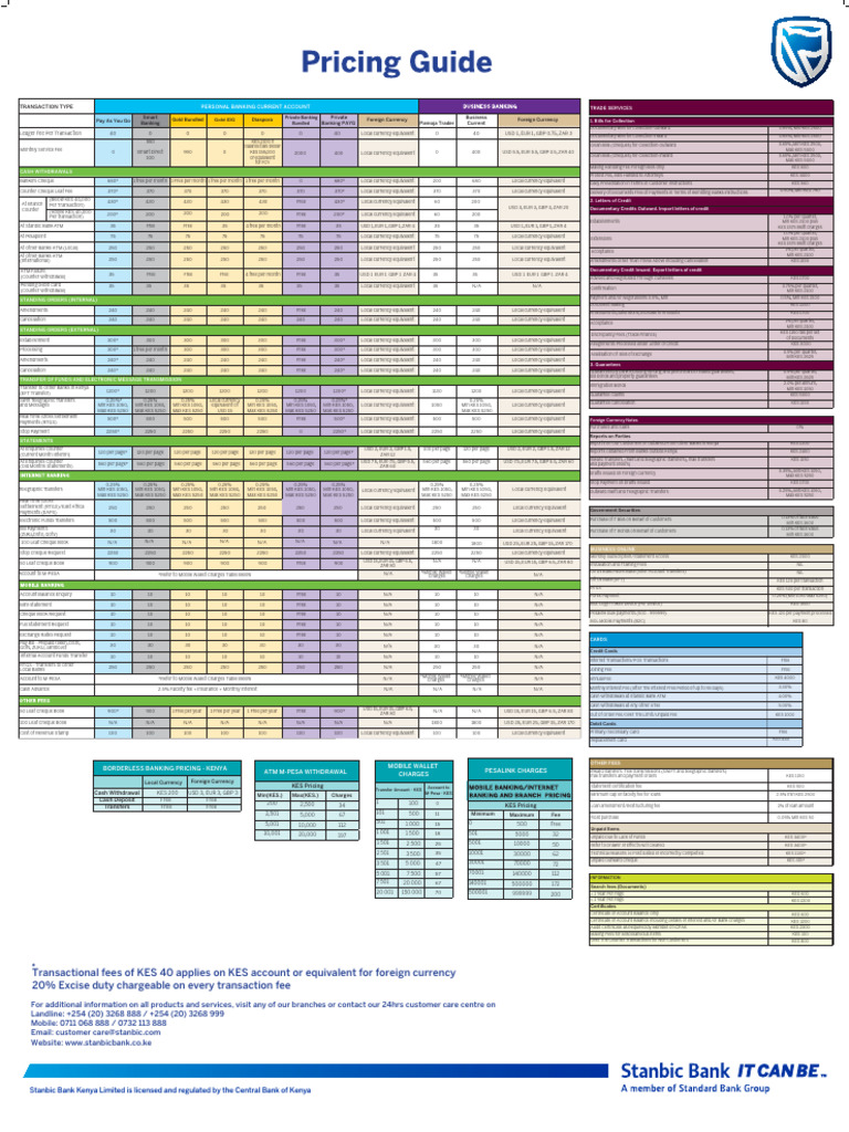 Stanbic Bank Charges Overview 2024 | PDF | Cheque | Payments