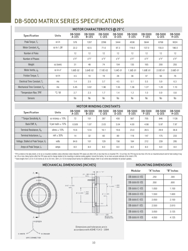 DB-5000 Motor Specifications Overview | PDF | Metrology | Physical ...