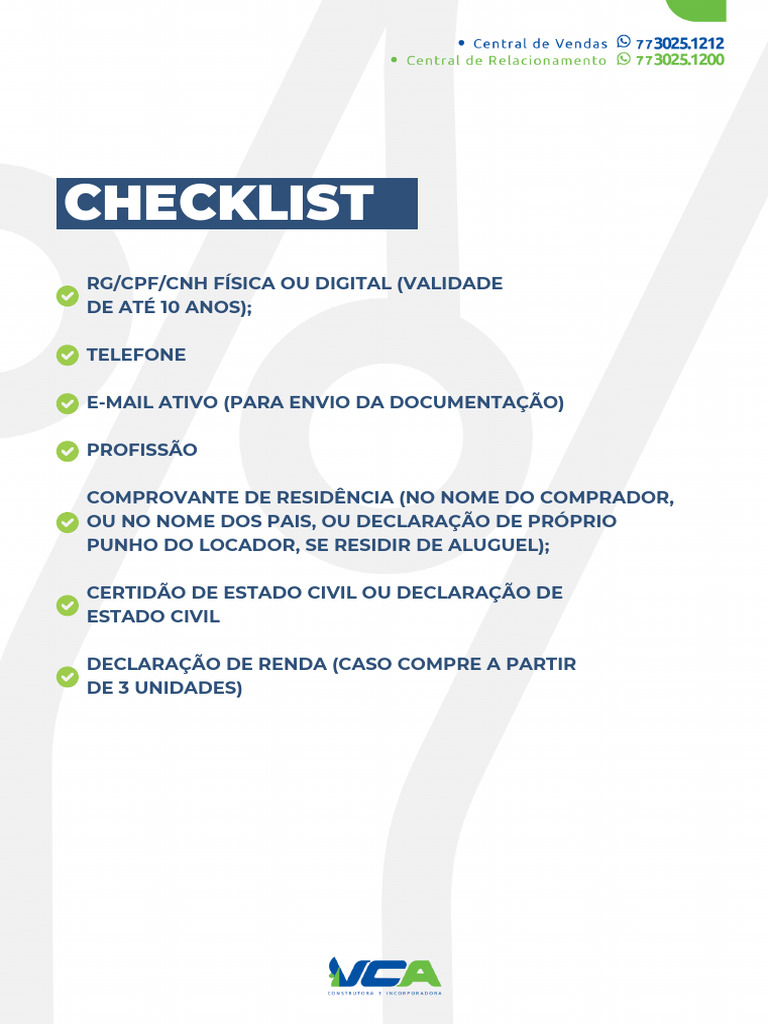 Checklist Vca | PDF
