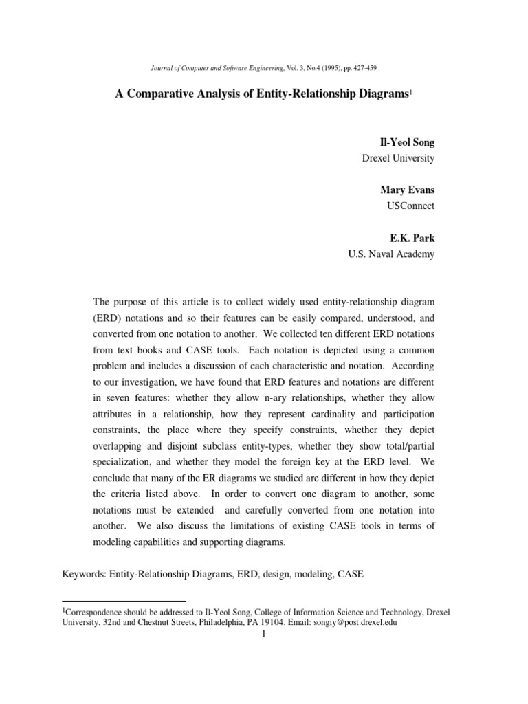 A Comparative Analysis Of Entity Relationship Diagrams Pdf
