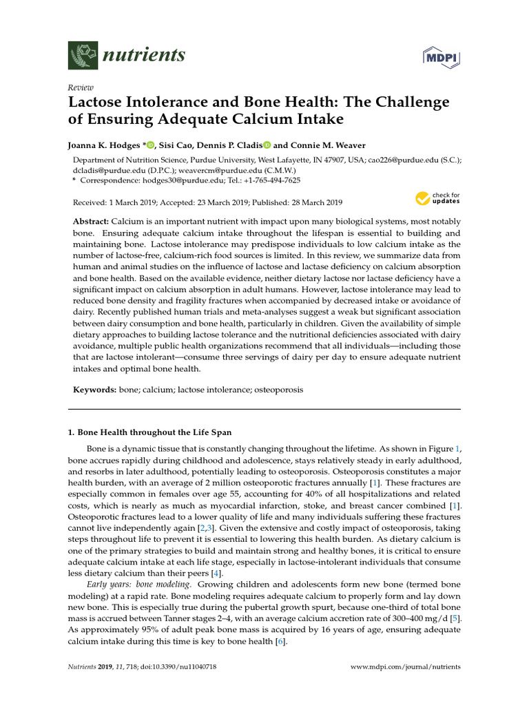 7.7 Lactose Intolerance and Bone Health - The Challengeof Ensuring ... 7.7 Lactose Intolerance and Bone Health - The Challengeof Ensuring ...