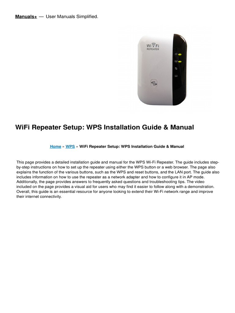 Wi Fi Repeater Manual 2 | PDF