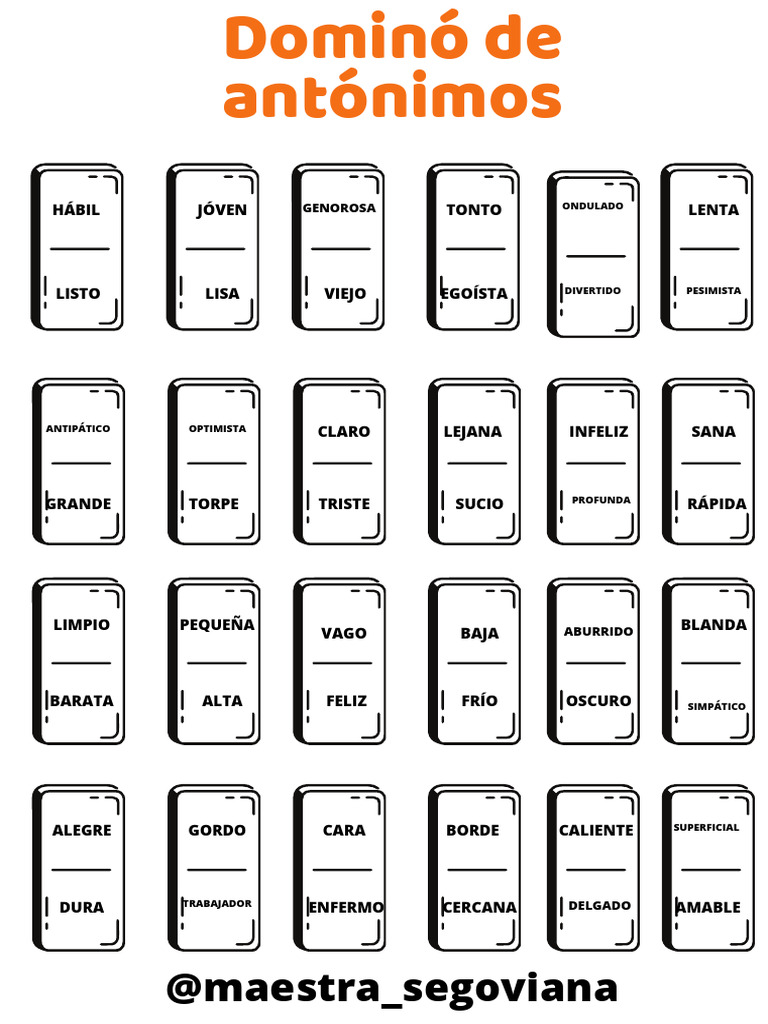 DOMINÓ ANTÓNIMOS. | PDF