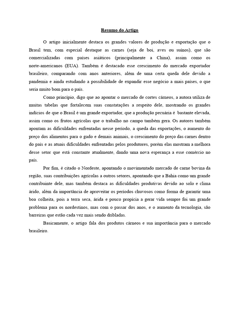 Resumo Sobre o Artigo de Carnes | PDF