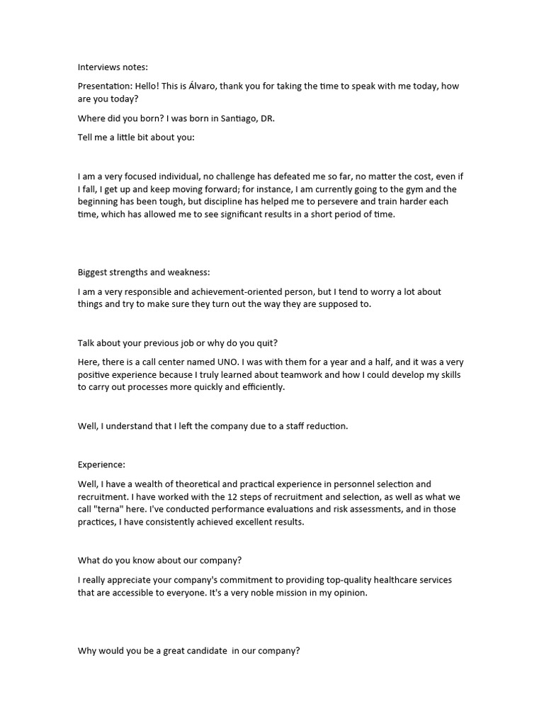 Interviews Notes | PDF