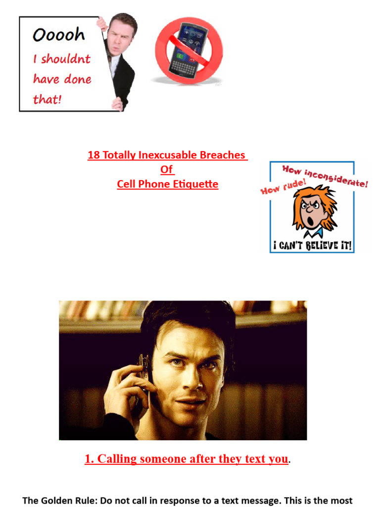 18totally Inexcusable Breaches of Cell Phone Etiquette | PDF