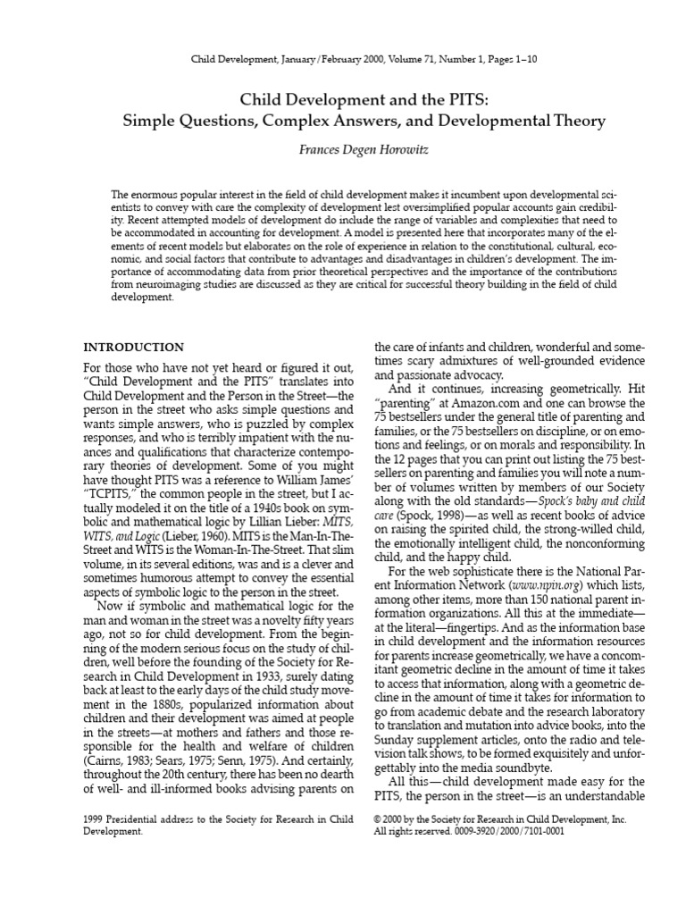 Horowitz 2000 | PDF | Developmental Psychology | Child Development