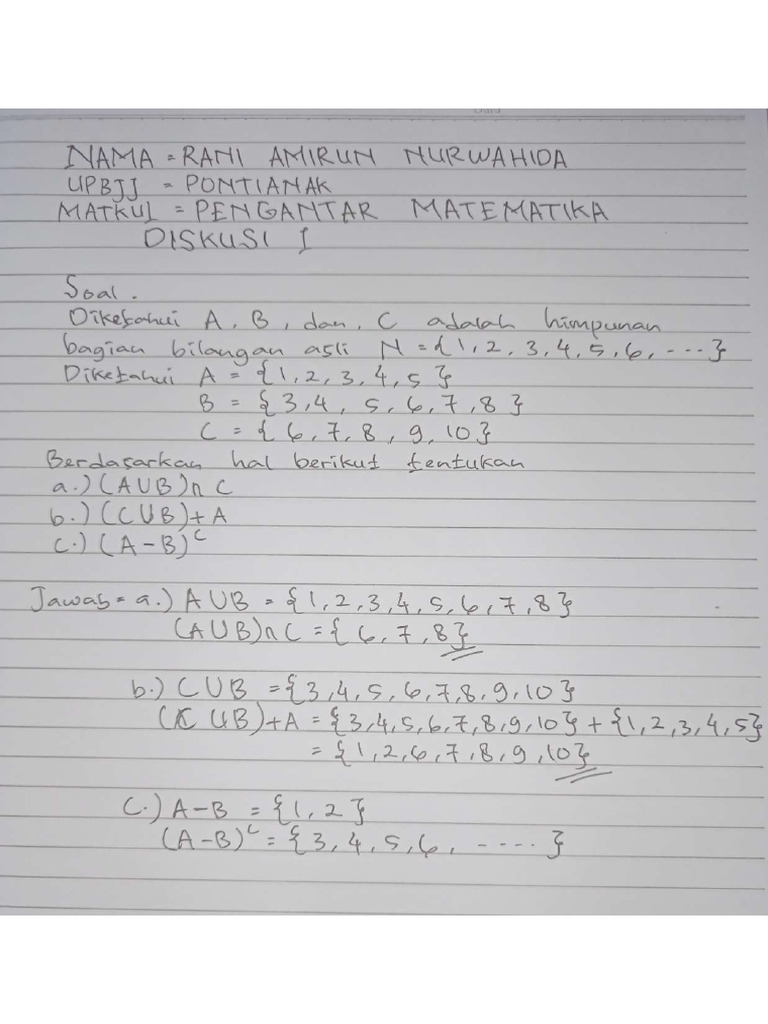 Diskusi 1 Pengantar Matematika | PDF