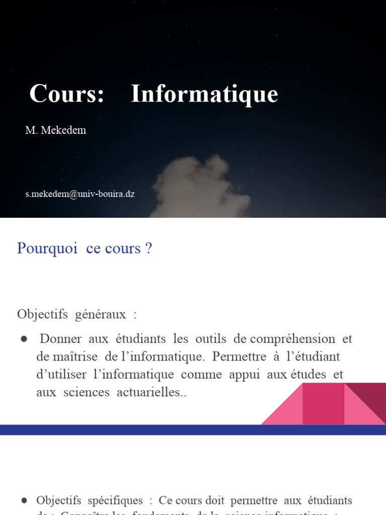 Cours Informatique Mekdem | PDF | Informatique | Matériel informatique