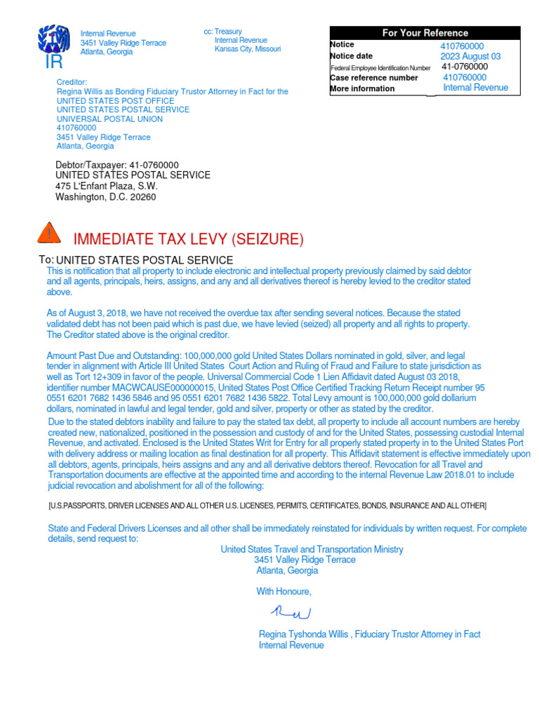 Levy United States Post Office | PDF | Taxes | Internal Revenue Service