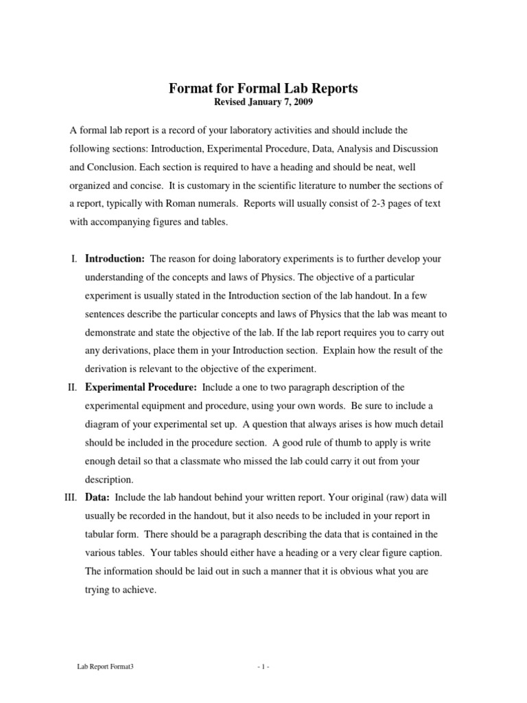 Lab Reports Format | PDF
