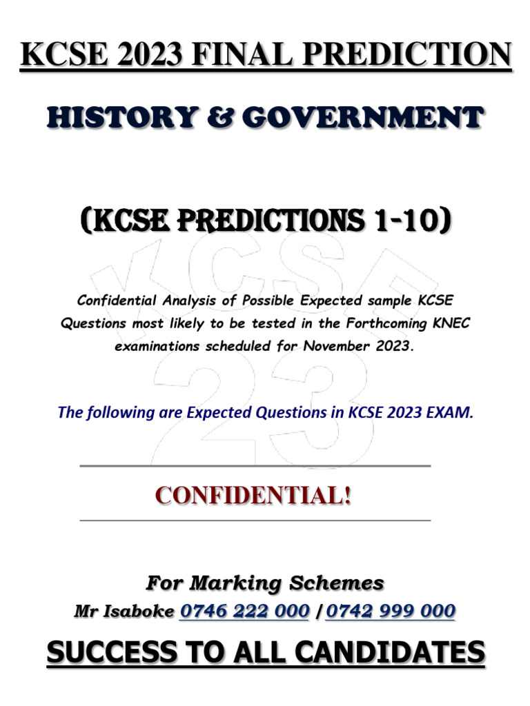 Kcse History and Government Final Prediction 2023 | PDF | Kenya | Pan ...