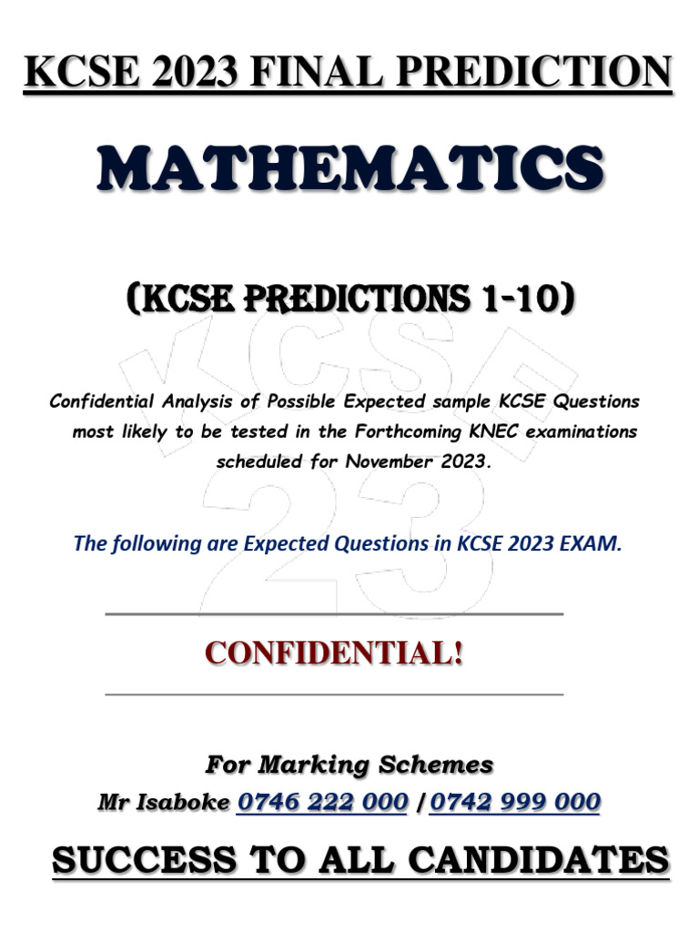 Kcse Mathematics Final Prediction 2023 | PDF | Circle | Triangle