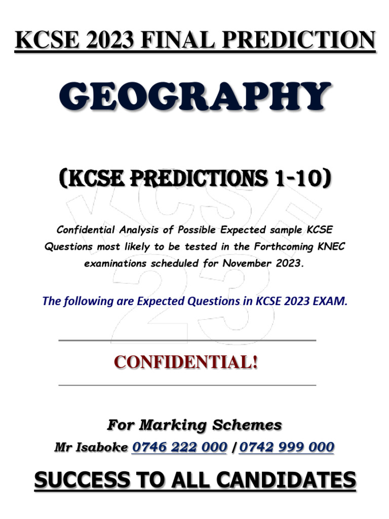 KCSE 2023 Geography Paper Predictions | PDF | Teaching Methods ...