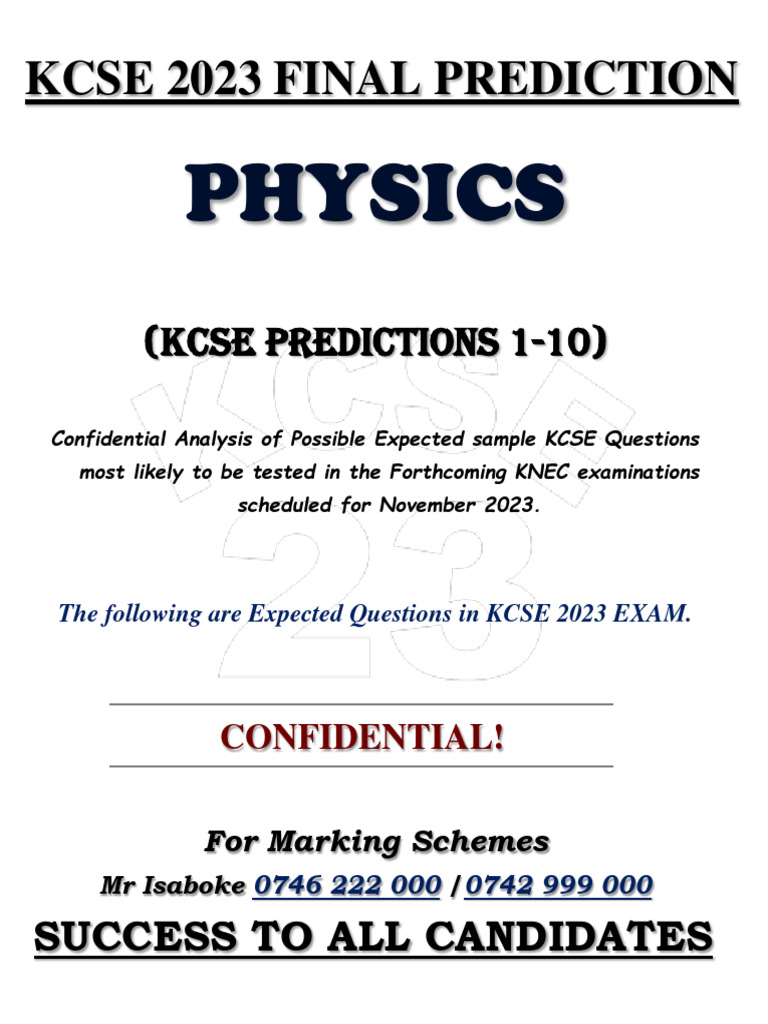 Kcse Physics Final Prediction 2023 | PDF