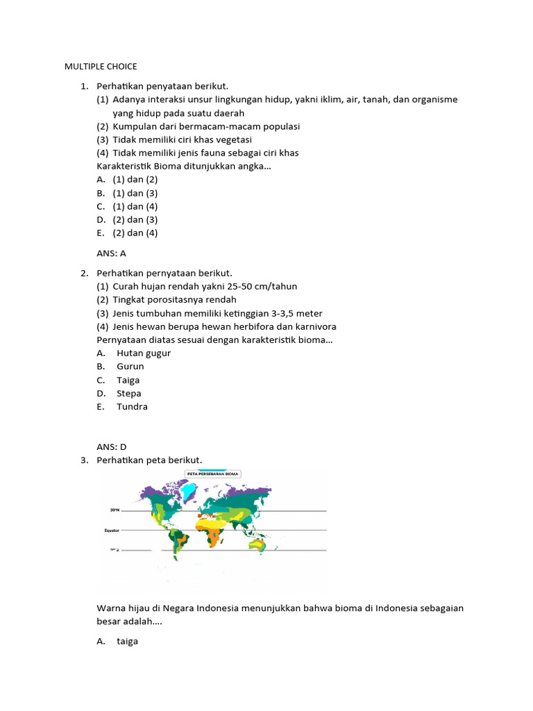 Latihan Soal XI Biosfer | PDF